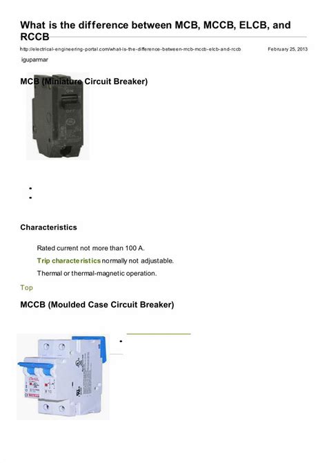 PDF Difference Between MCB MCCB ELCB And RCCB DOKUMEN TIPS