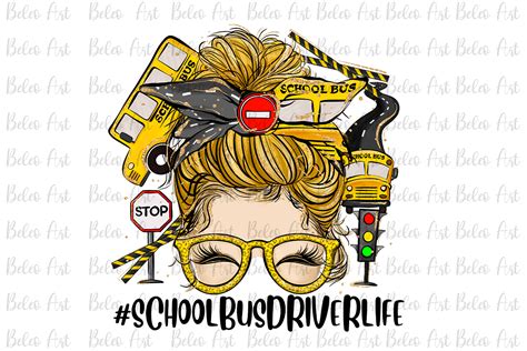 School Bus Driver Messy Bun Yellow Hair Graphic By Beleo Art · Creative Fabrica
