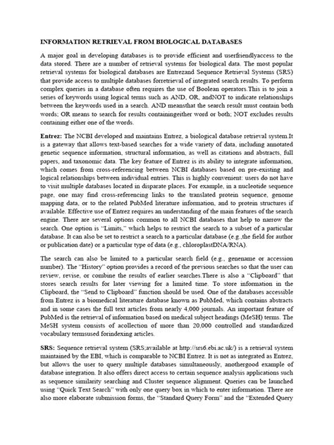 Bioinformatics Day 5 Pdf National Center For Biotechnology