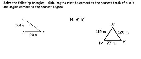 Solved Solve The Following Triangles Side Lengths Must Be