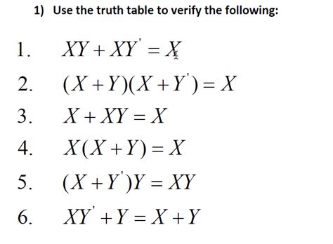 Solved Use The Truth Table To Verify The Following Chegg