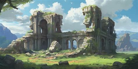 Ruinas Antiguas Los Restos De Un Antiguo Templo O Castillo Frente A Un
