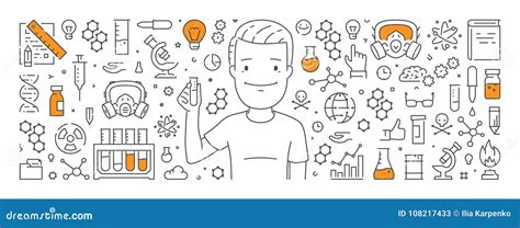 Vector Line Web Banner For Chemistry Stock Illustration Illustration