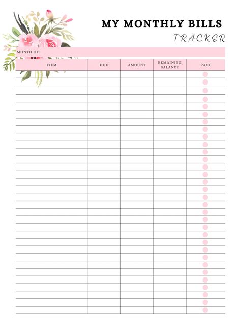 Best 12 Bill Tracker Monthly Bill Tracker Bill Organizer With Monthly