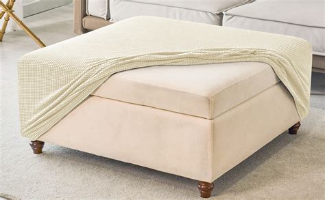 Anwuchen Ottoman Cover Stretch Knitted Jacquard Slipcover