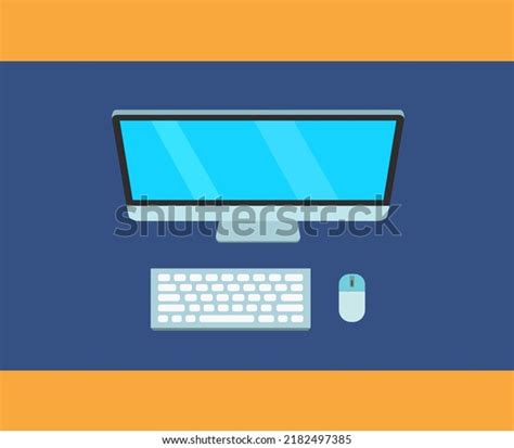 Computer Desktop Mouse Keyboard Top Perspective Stock Vector Royalty Free 2182497385