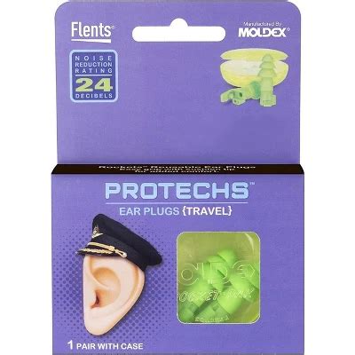 Flents Protechs Travel Ear Plugs With Case Noise Reduction 2 Count