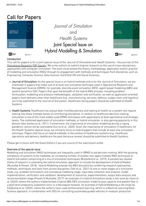 Pdf Joint Special Issue Of Journal Of Simulation And Health Systems