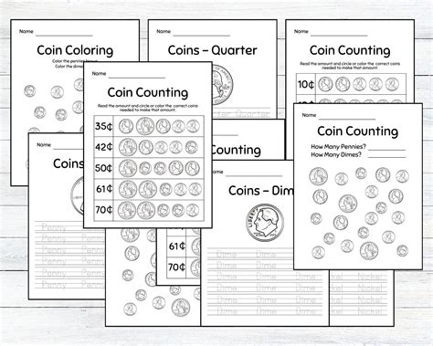 Coin Worksheets Printable Instant Download Money Worksheets Etsy Money Worksheets Sight