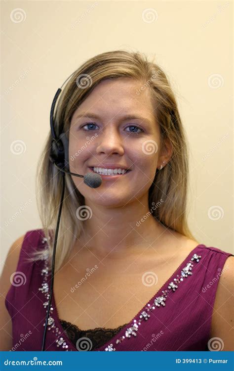 Headset Operator Stock Image Image Of Seminars Computer 399413