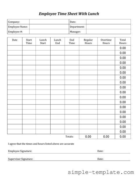 Free Time Card Template Printable Form
