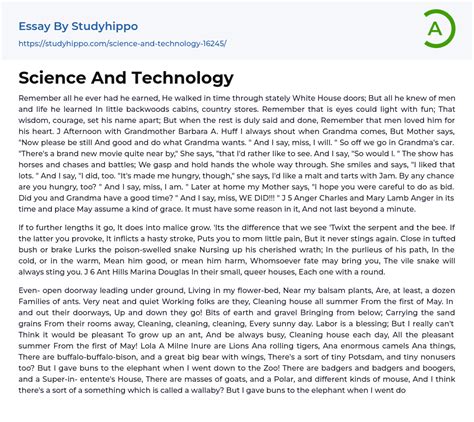 Science And Technology Essay Example