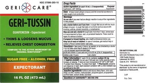 Geri Tussin Liquid Fda Label Ndc 57896 293