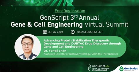 Genscript 3rd Annual Gene And Cell Engineering Summit Yongli Shan