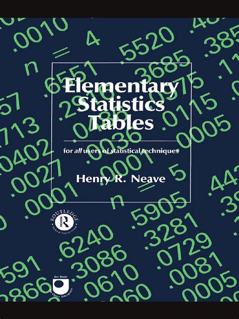 Elementary Statistics Tables Open University Text Pdf Statistical