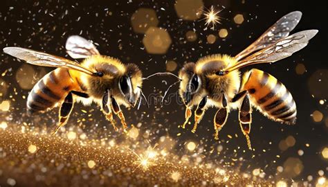 A Bee Is Standing On A Surface With A Lot Of Glitter Stock Illustration