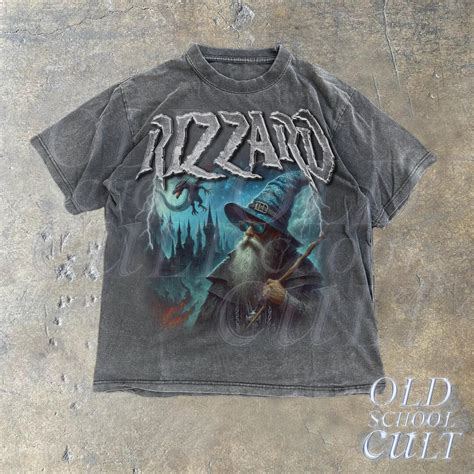 Rizzard Fantasy Wizard Vintage T Shirt Retro Wizard Dragon Catstle