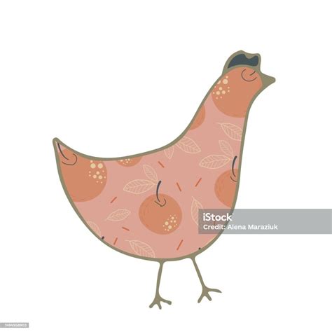 Cute Hen Isolated On White Background Bird Pattern Graphic Design