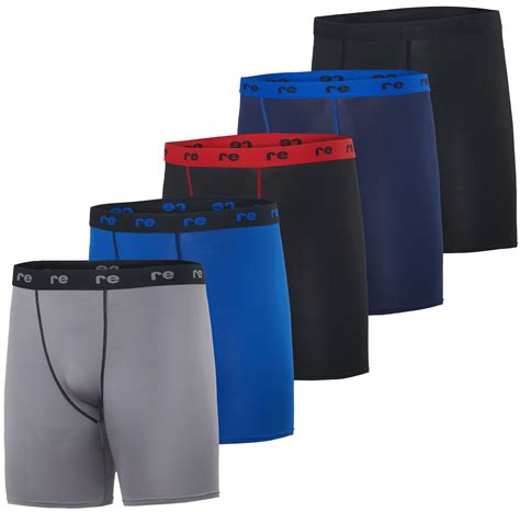 Real Essentials 5 Pack Mens Athletic Compression Shorts Breathable