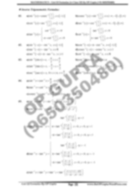 Solution Formulae Trigonometric Functions Inverse Trigonometric