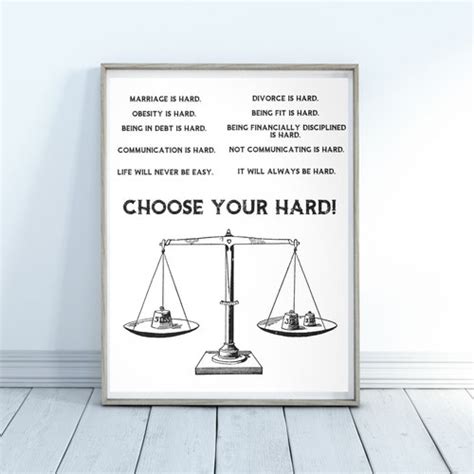 Choose Your Hard Inspirational Printable Motivational Etsy