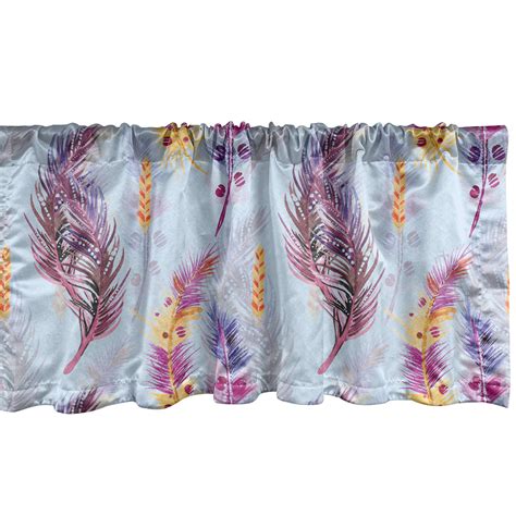 Boho Feathers Window Valance Hippie Vibes Colorful Design Fuzz Pattern