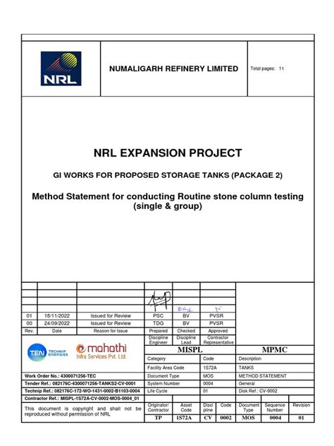 Tp 1s72a Cv 0002 Mos 0004 01 R Method Statement For Conducting