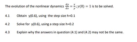 Solved The Evolution Of The Nonlinear Dynamics Chegg Com
