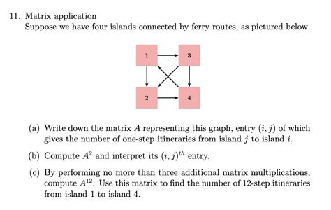 solved 1 matrix application suppose we have four islands