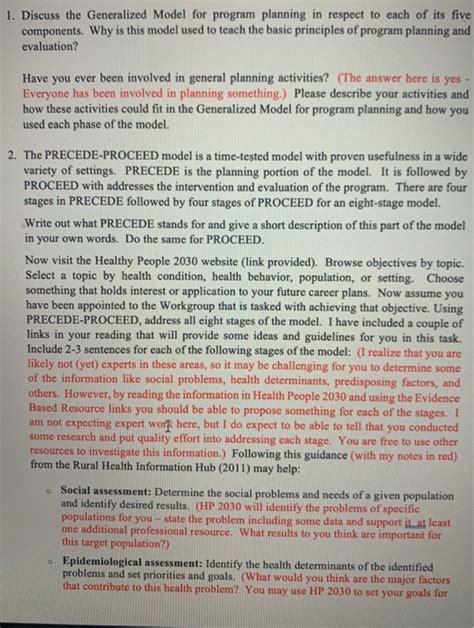 1 Discuss The Generalized Model For Program Planning