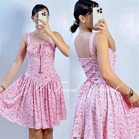 Gu Womens Shine Back String Knitted Dress Womenswear Shopee Philippines