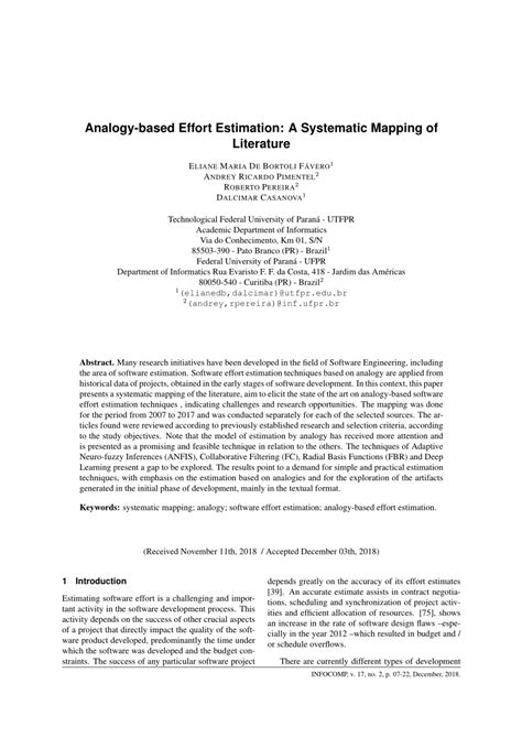 Pdf Analogy Based Effort Estimation A Systematic Mapping Of Literature