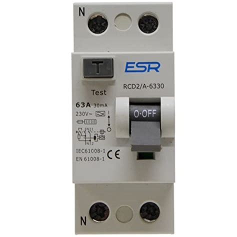 63a 30ma Type A Rcd Double Pole Rccb Trip Switch For Din Rail 2 Module Ac And Dc Protection