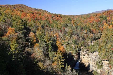 Linville Falls Deep Gorge Waterfall On Blue Ridge Parkway