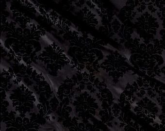 Black Damask Fabric Etsy