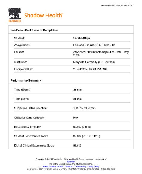 Copd Lab Pass Yeah Generated Jul 28 2024 07 24 Pm Cdt Lab Pass Certificate Of Completion