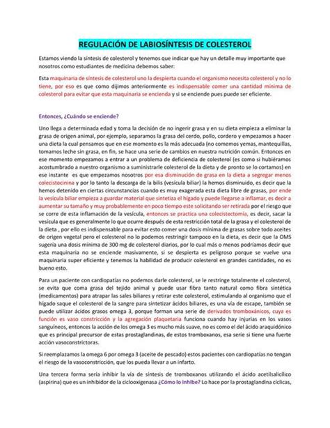 Resúmenes De Biosíntesis De Colesterol Descarga Apuntes De