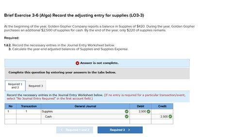 Solved Brief Exercise 3 6 Algo Record The Adjusting Entry