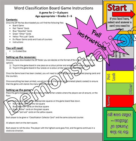 Word Classification Board Game Up To 8 Players Amped Up Learning