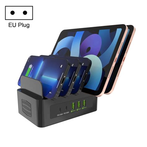Yfy A54 100w Usb Type C 5포트 스마트 충전 스테이션휴대폰 및 태블릿 스탠드 Eu 플러그 포함