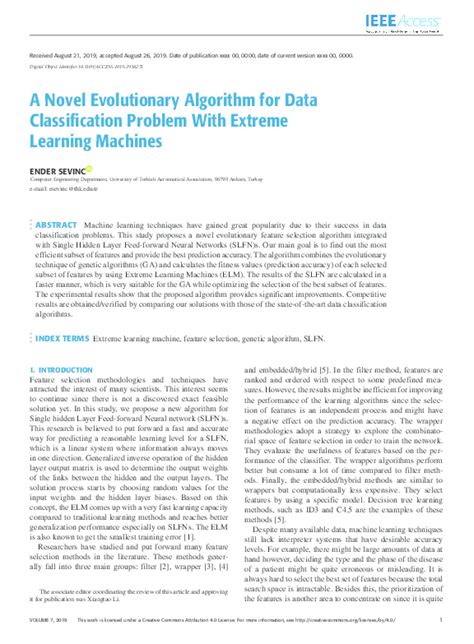Pdf A Novel Evolutionary Algorithm For Data Classification Problem With Extreme Learning