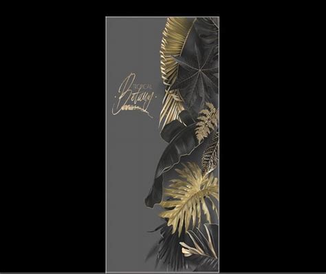 Black Gold Palm Leaf Door Sticker Mural Self Adhesive 3d Wallpapers Bedroom Door Wardrobe