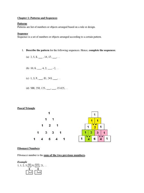 Chapter 1 Patterns And Sequences Pdf Sequence Numbers