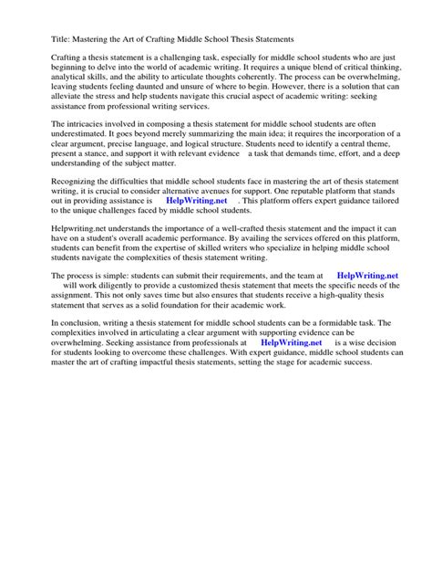Teaching Middle School How To Write A Thesis Statement Pdf Essays Thesis