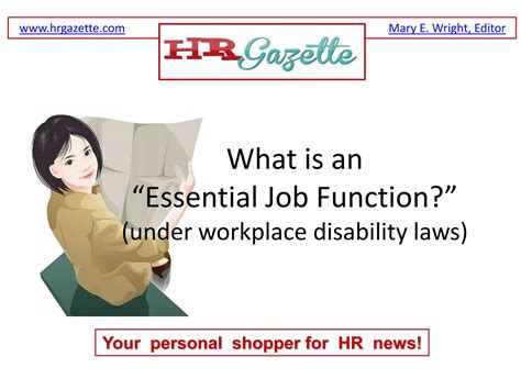 What Is An Essential Job Function Under Workplace Disability Laws Ppt