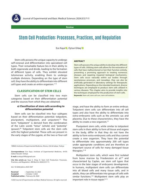 Pdf Stem Cell Production Processes Practices And Regulation