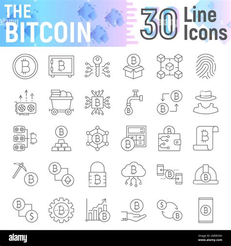 Bitcoin Thin Line Icon Set Cryptocurrency Symbols Collection Vector Sketches Logo