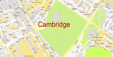 Cambridge Pdf Map Uk Printable Vector Exact Detailed City Plan All