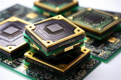 Stylized Illustration Of Computer Chips And Circuit Boards In Green