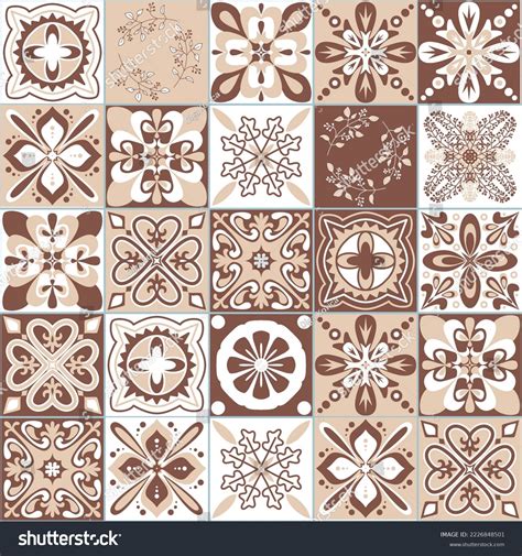 Azulejo Talavera Spanish Ceramic Tiles Floral Stock Vector Royalty